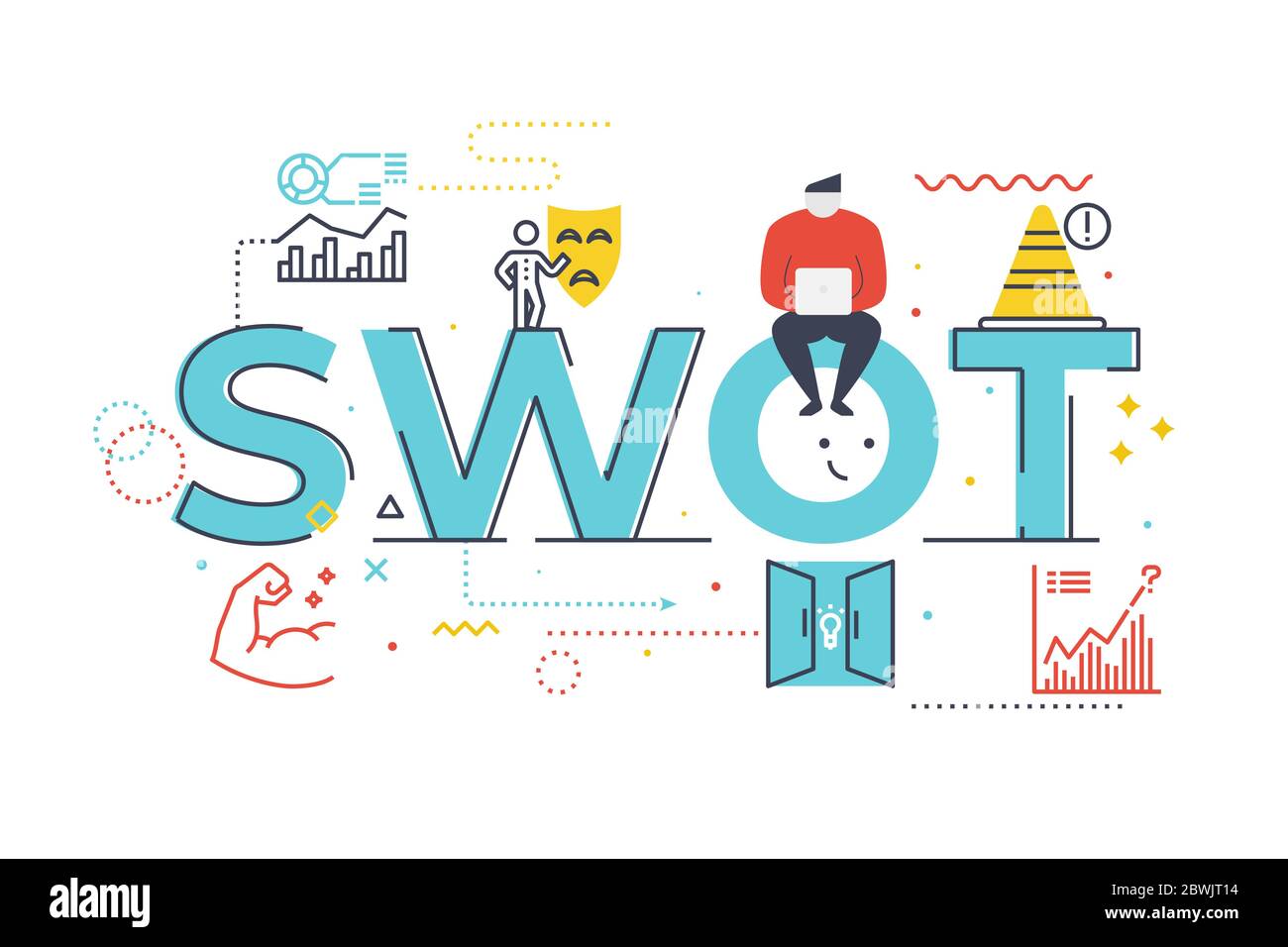 SWOT(strengths, weaknesses, opportunities and threats) word lettering ...