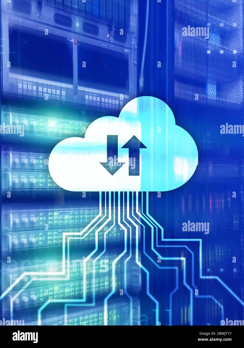 Cloud technology data storage. Internet concept on supercomputer ...