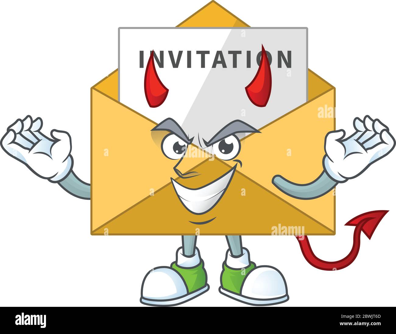 A cartoon image of invitation message as a devil character Stock Vector ...