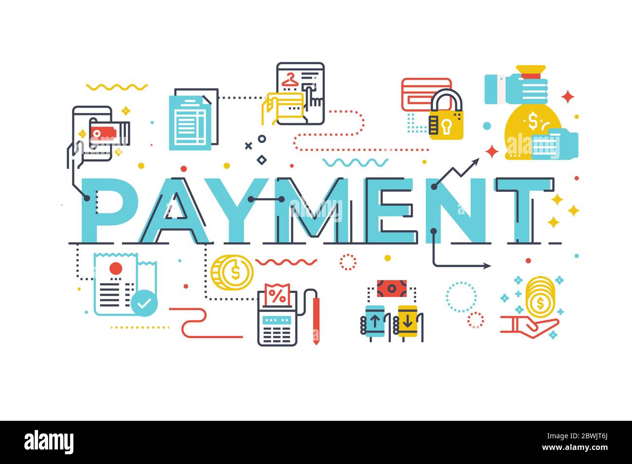 Payment word lettering illustration with icons for web banner, flyer ...