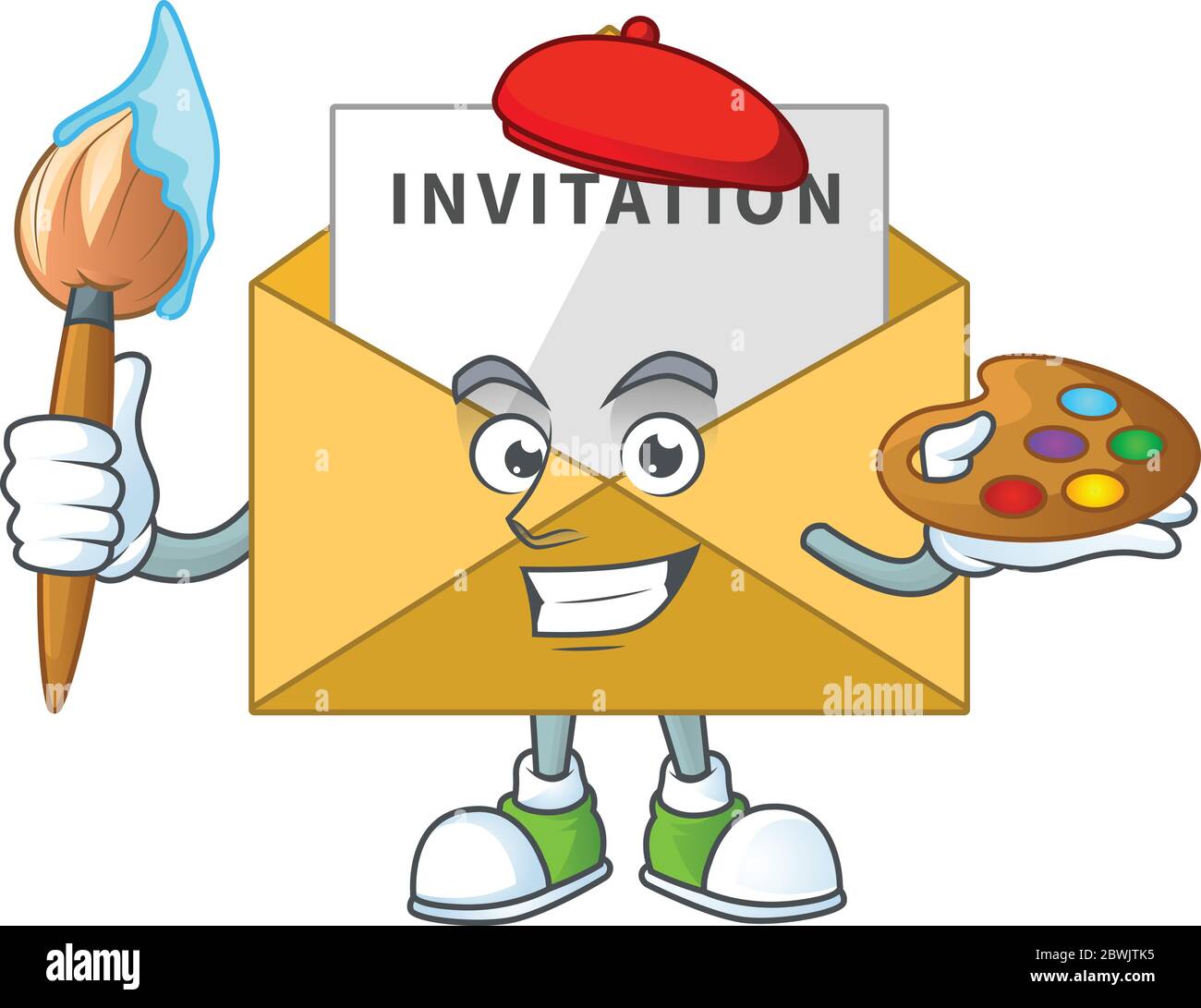 creative Artist of invitation message cartoon character painting using ...