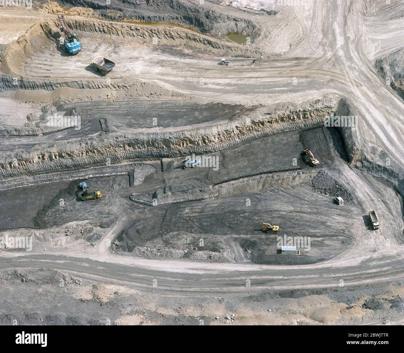 1995, Opencast mining site at Kirk, East Midlands, Central England, UK ...