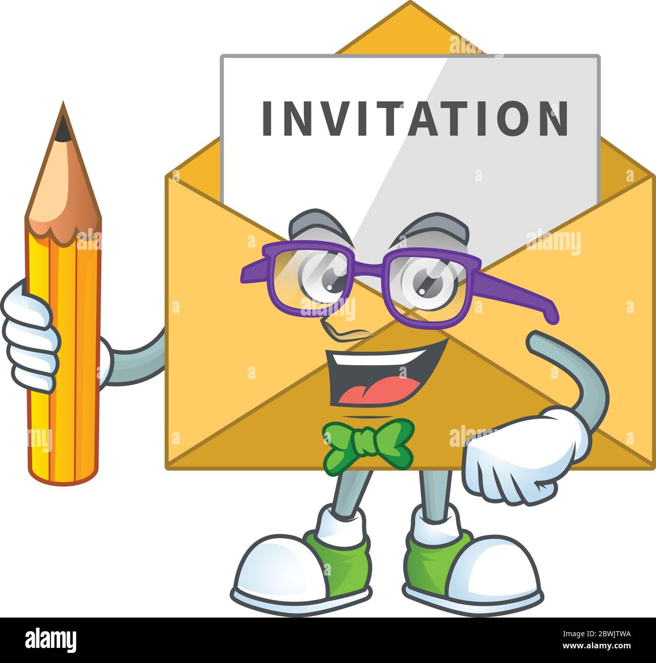 Invitation message student Mascot design concept studying at home Stock ...