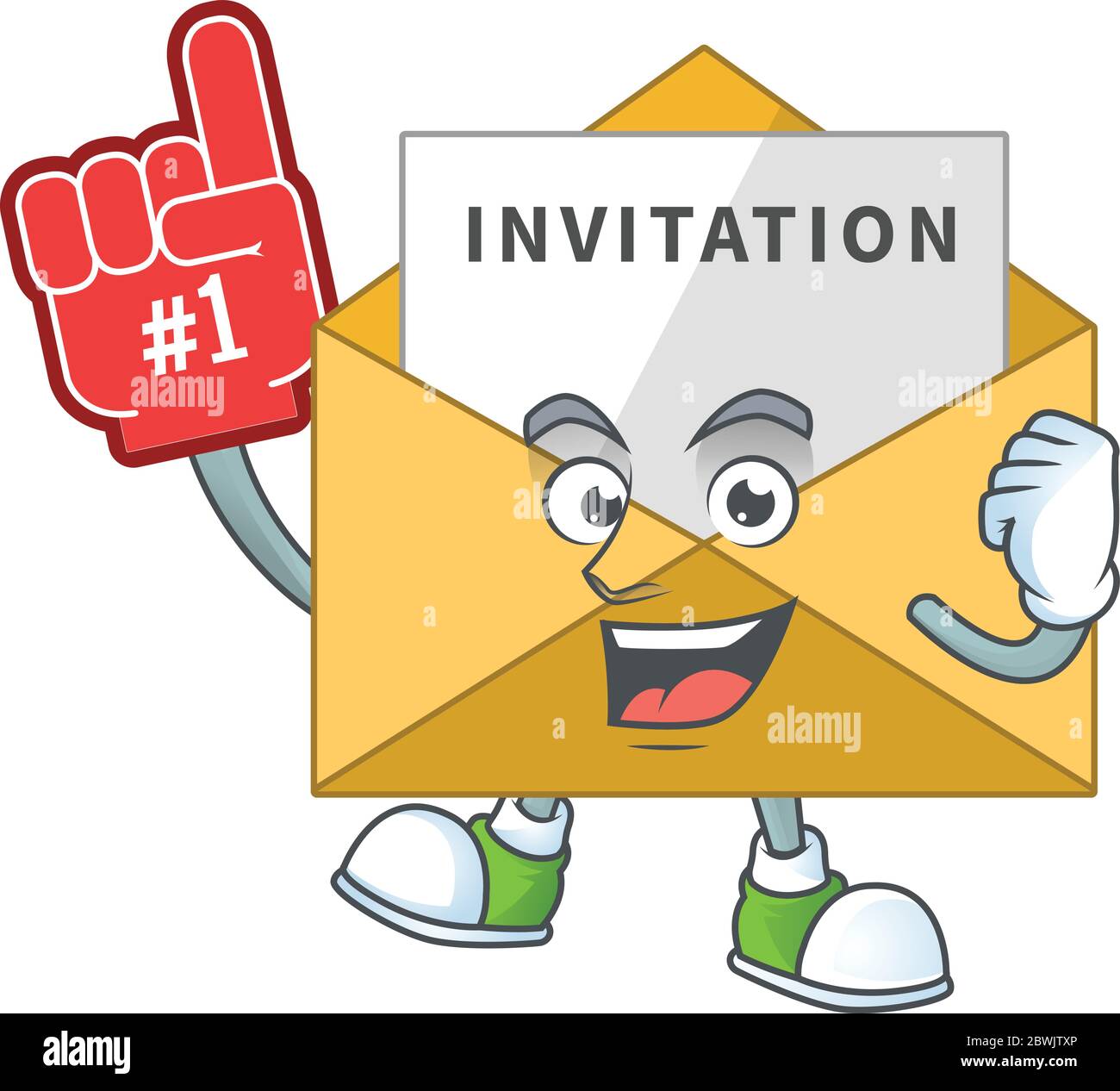 Invitation message Cartoon character design style with a red foam ...