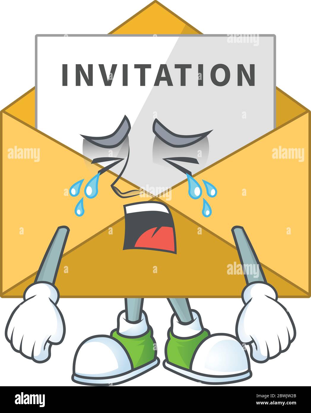 A crying invitation message cartoon character drawing concept Stock ...