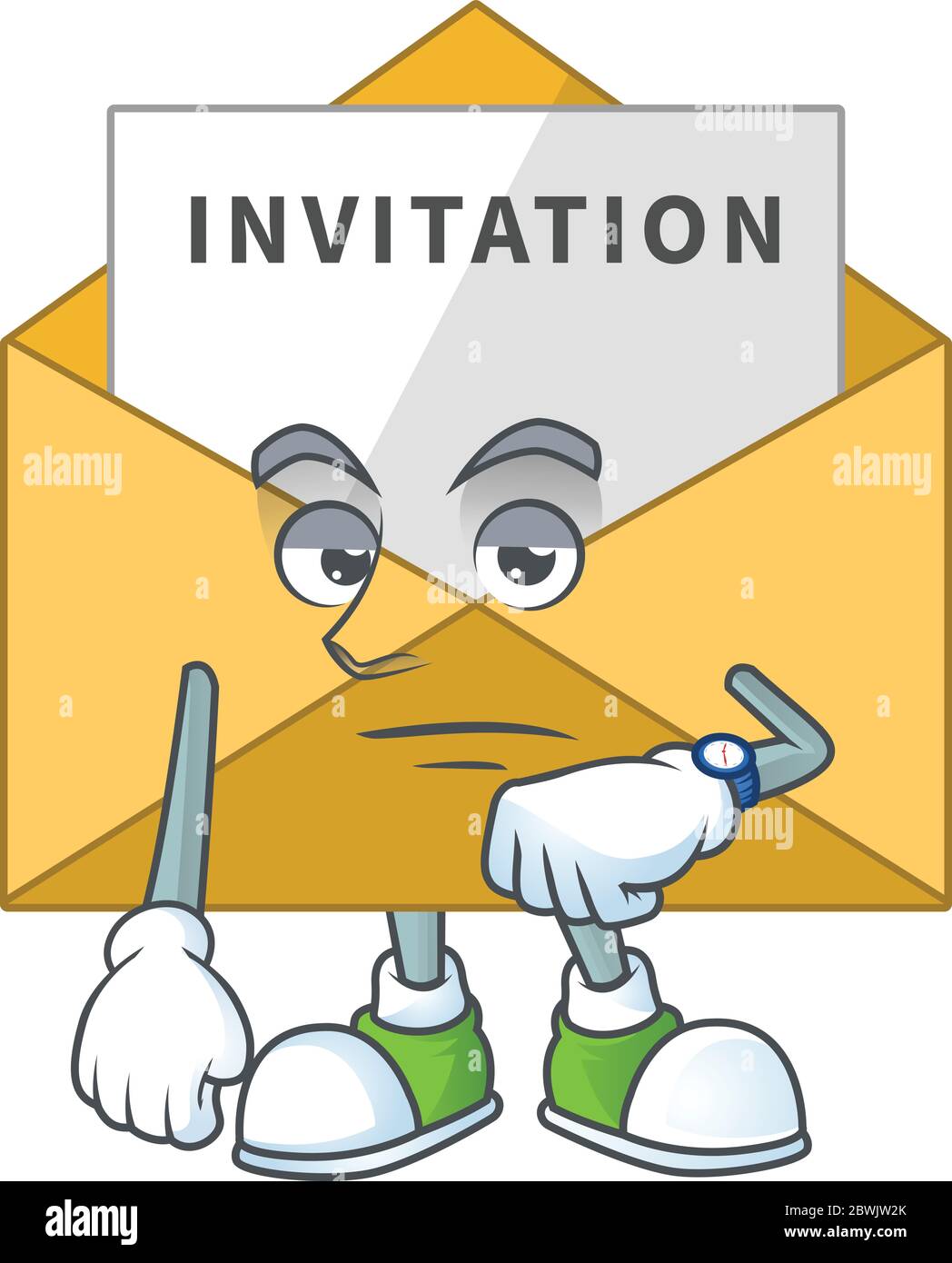 Invitation message showing waiting gesture cartoon design concept Stock ...