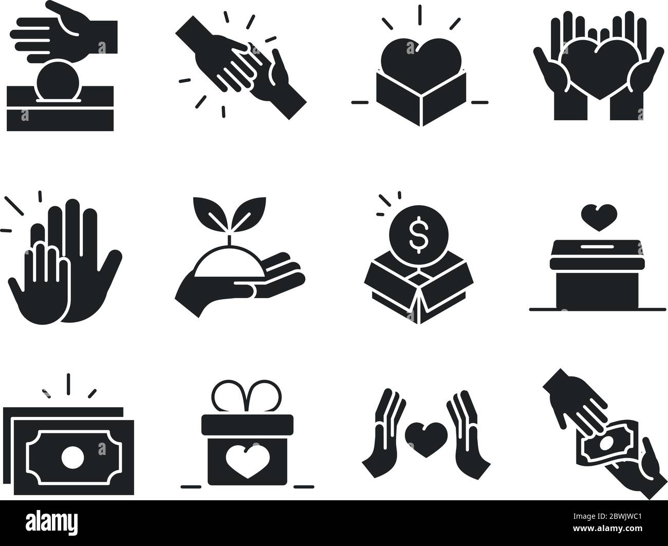 donation charity volunteer help social assistance icons collection ...