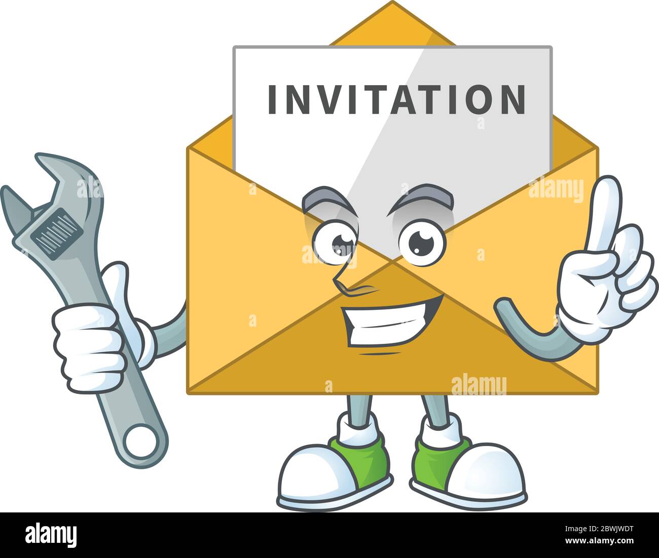 A smart mechanic invitation message cartoon mascot design fix a broken ...