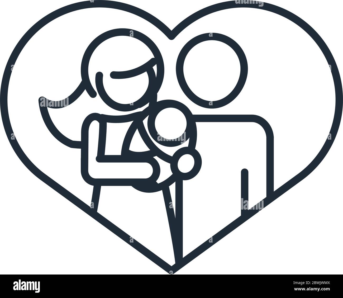 Icon Family Love Parents With Baby In Love Heart Realtionship Together