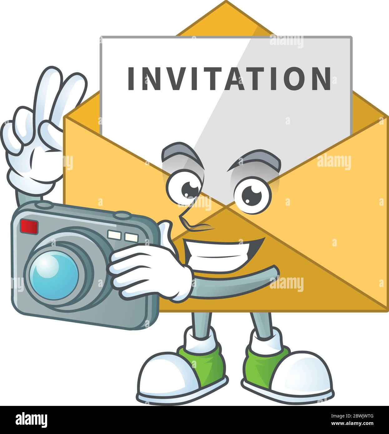 Invitation message photographer mascot design taking a picture with a ...