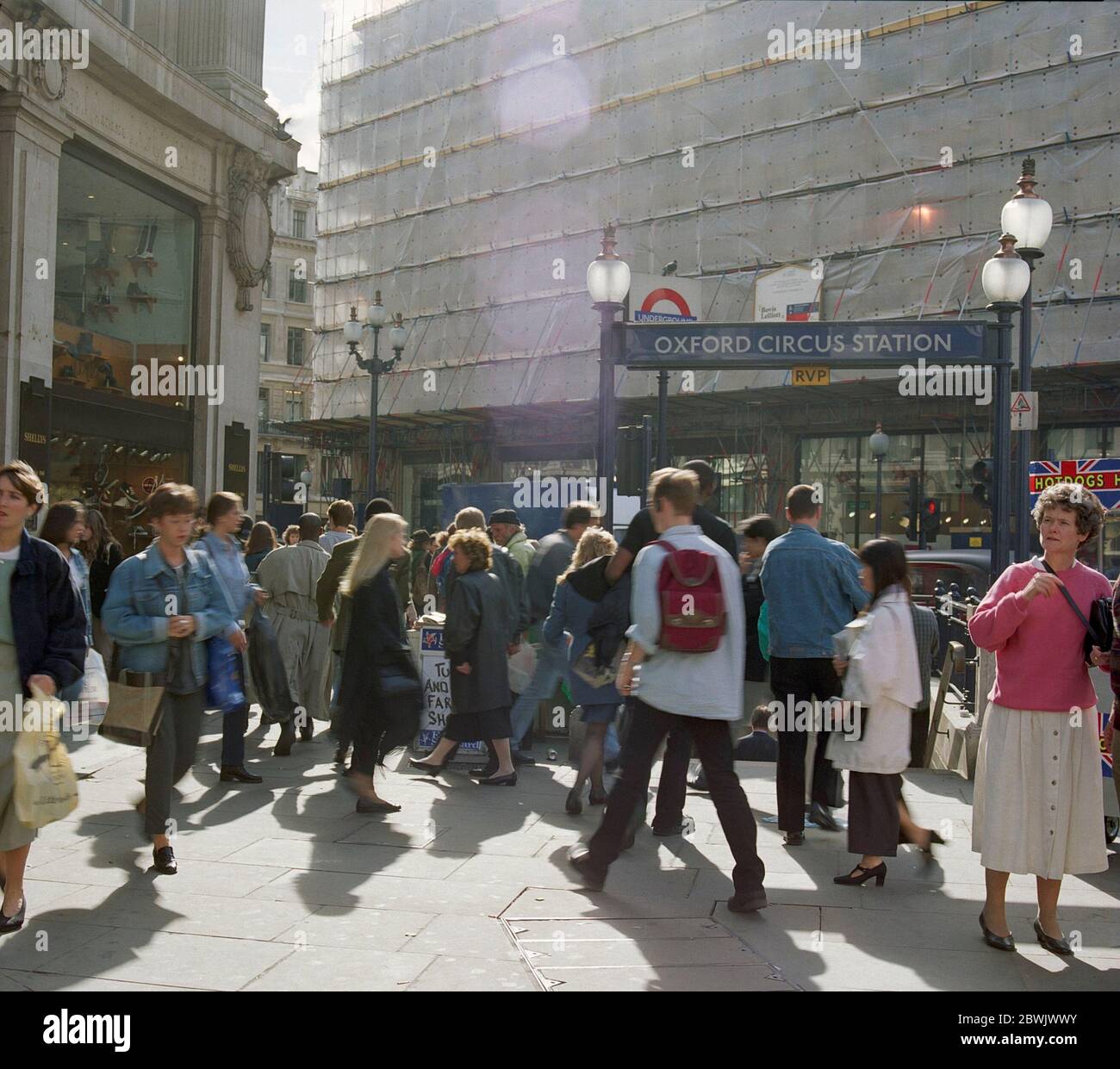 Entrance to Oxford Circus underground station, central London, south ...