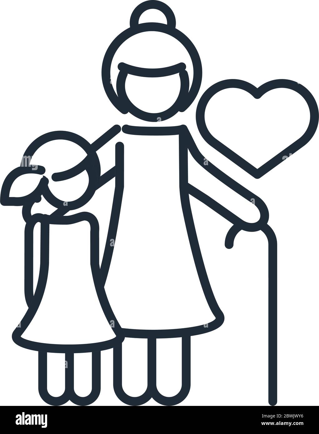 grandmother and granddaughter hugging characters family day, icon in ...