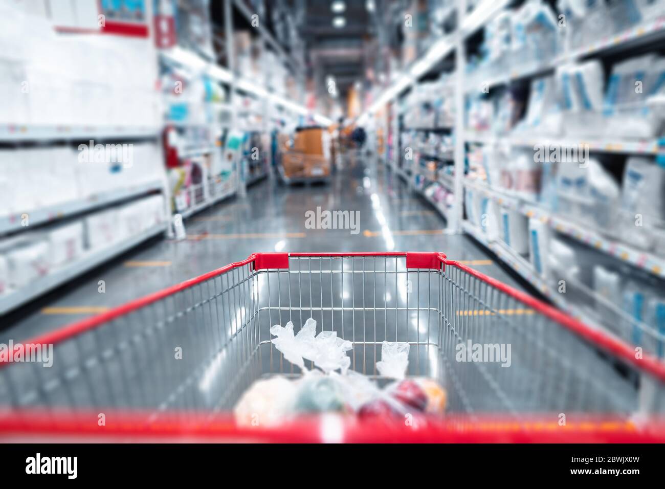 Shopping Cart in Supermarket Cart and shopping In the mall Stock Photo ...