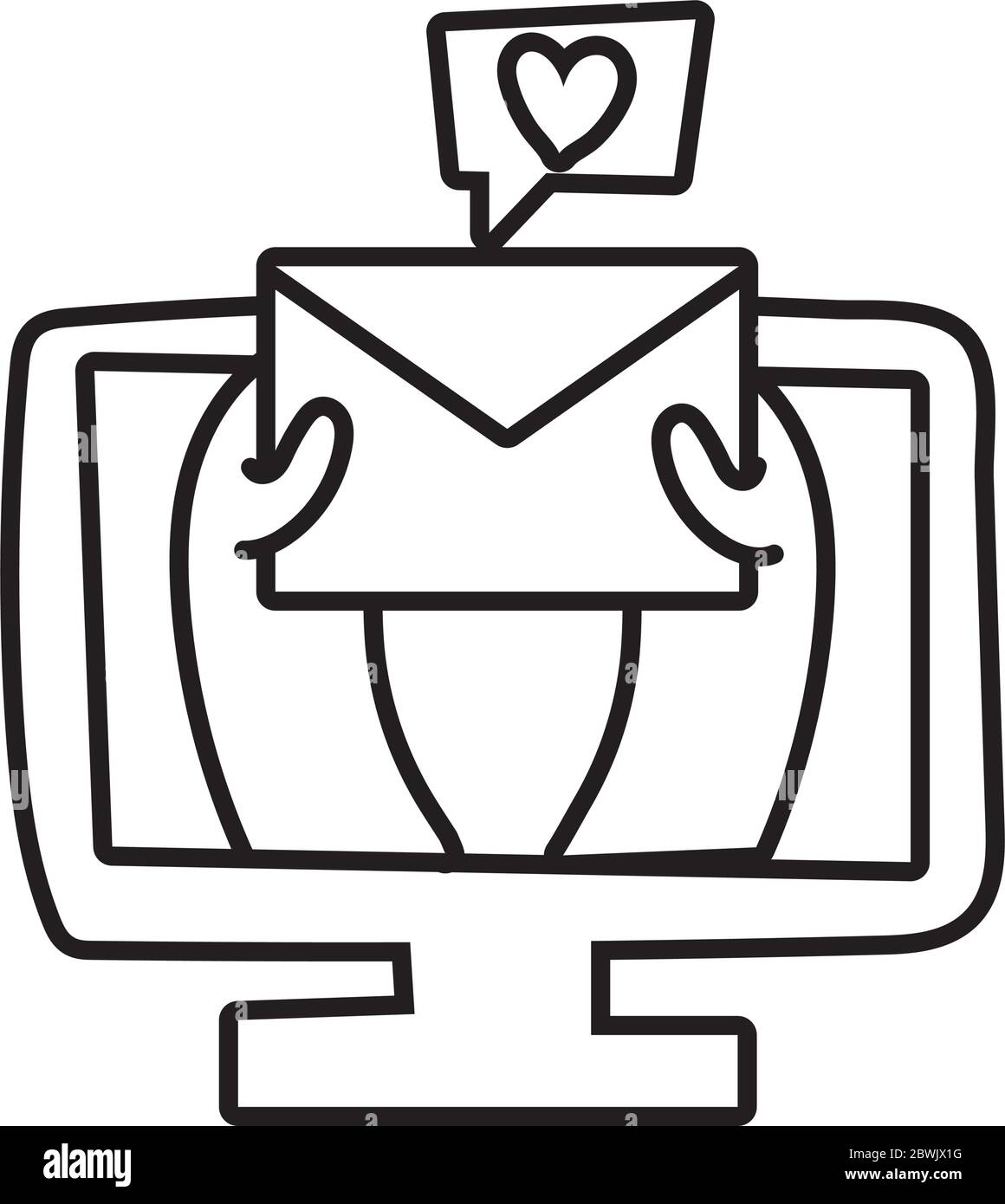 desktop with love email line style icon Stock Vector Image & Art - Alamy