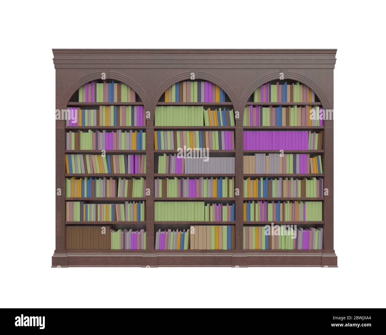 Bookcase bookshelves isolated on white 3d illustration Stock Photo - Alamy