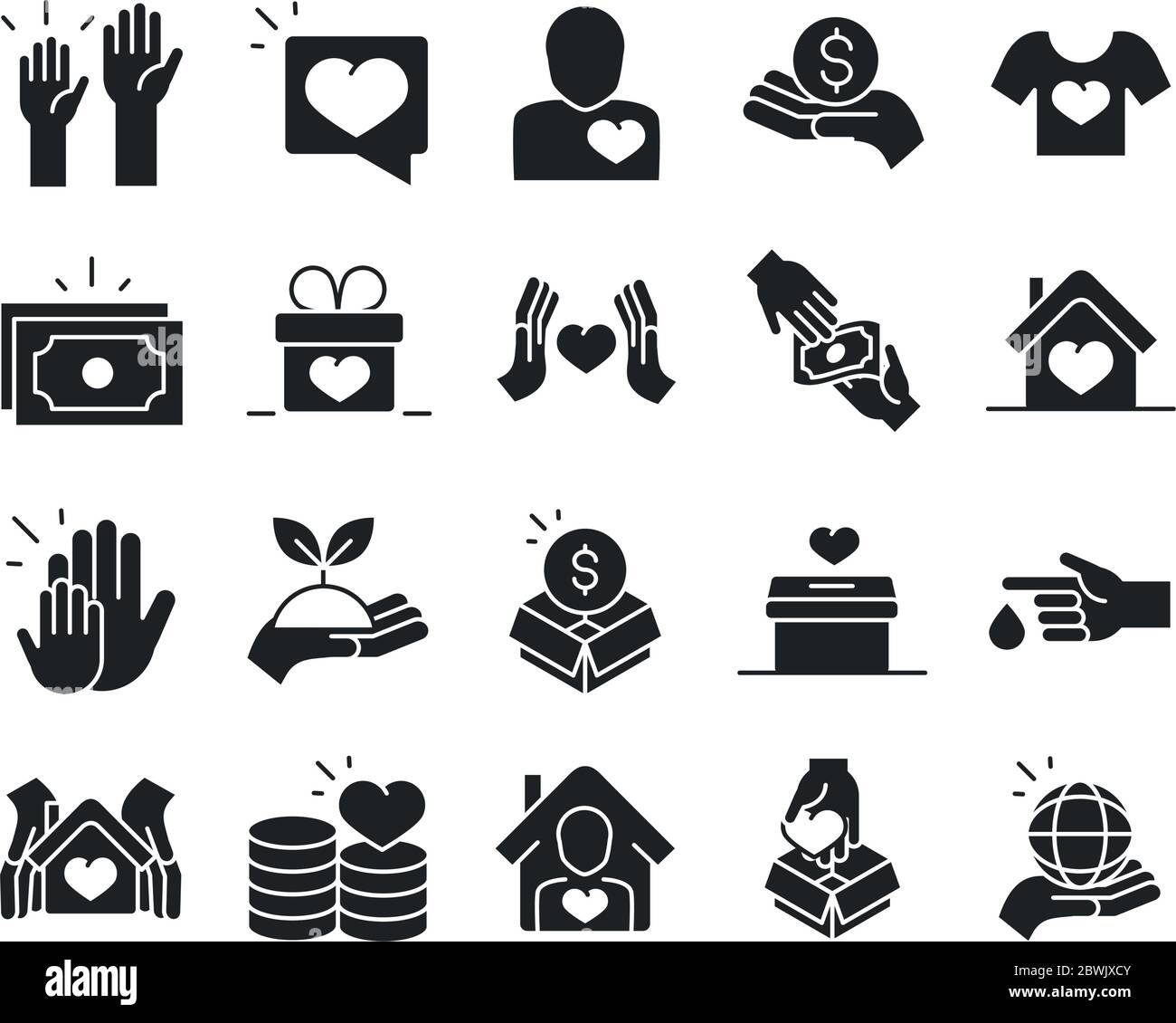 donation charity volunteer help social assistance icons collection ...