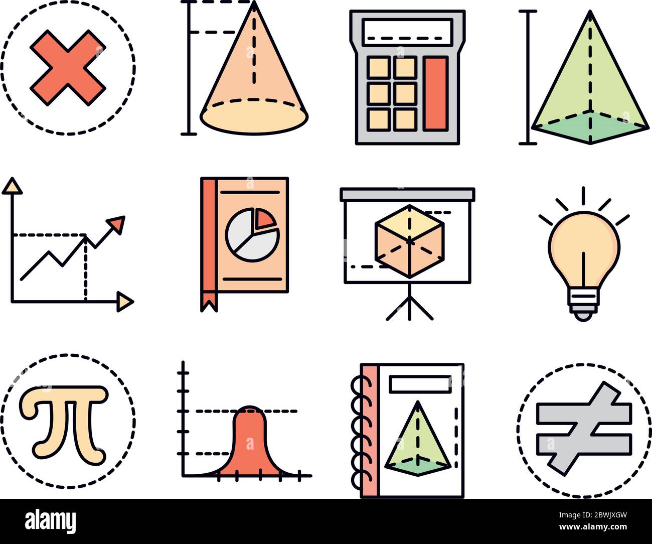 math education school science icons collection line and fill style ...