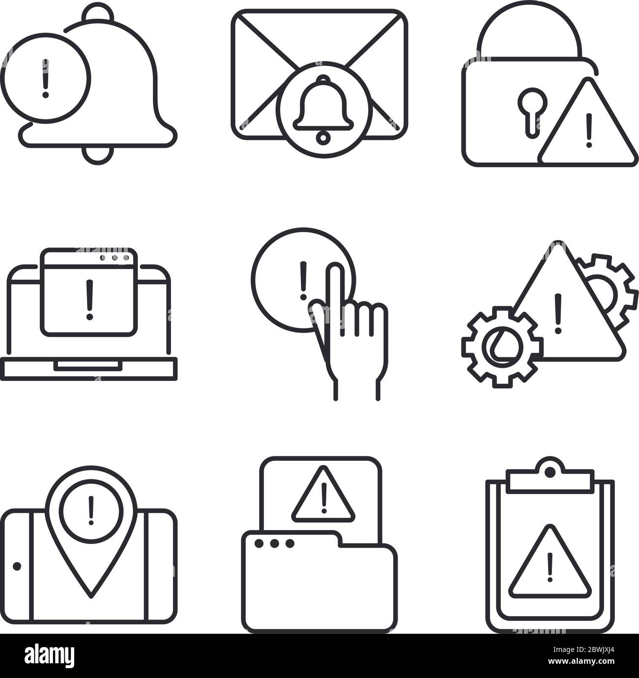 alert, attention danger exclamation mark precaution information, line ...