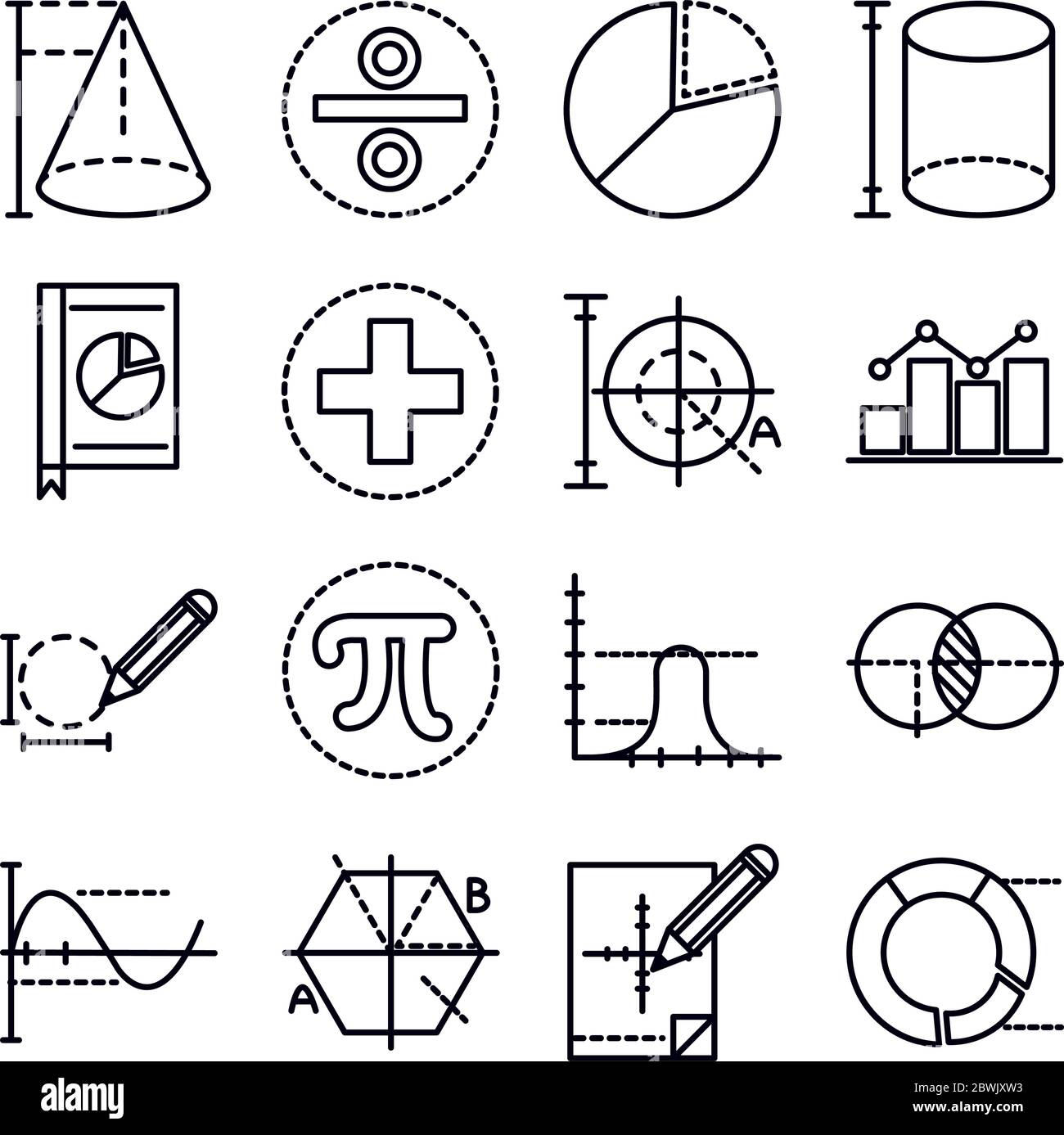 math education school science icons collection line and style vector ...