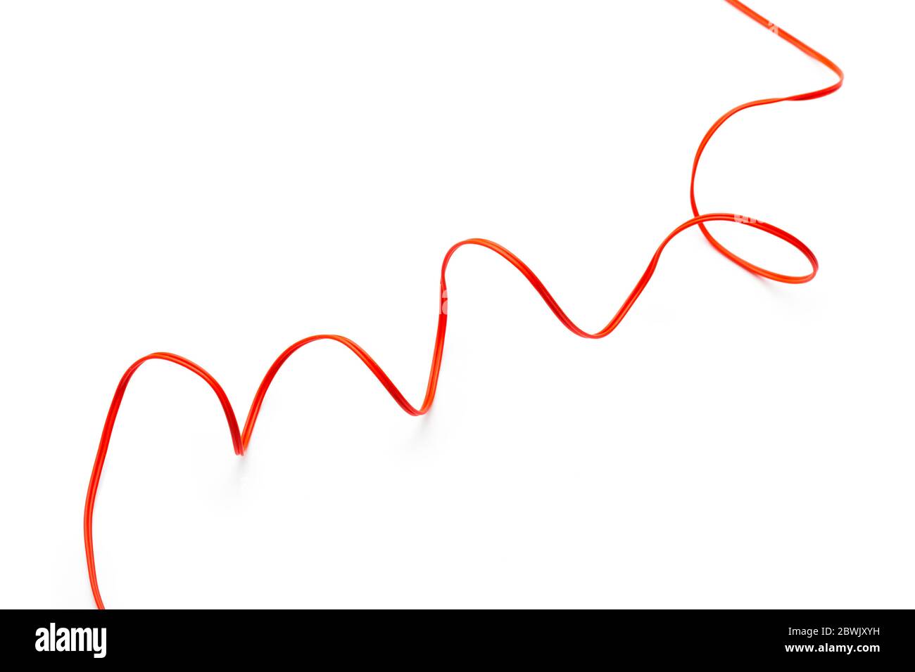 red double wire cable isolated on a white background abstraction Stock ...