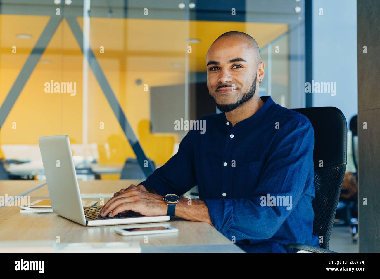 Happy african american businessman entrepreneur startup owner stand in ...