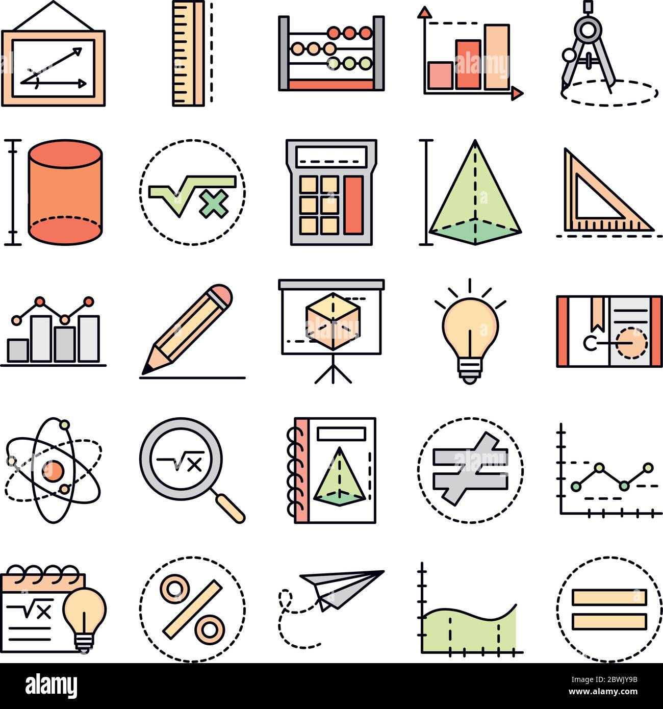 math education school science icons collection line and fill style ...