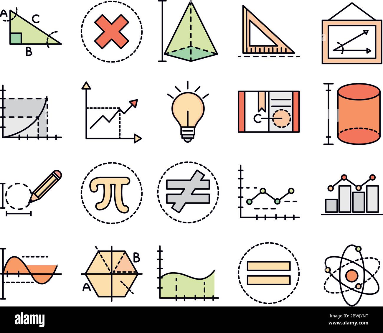 math education school science icons collection line and fill style ...