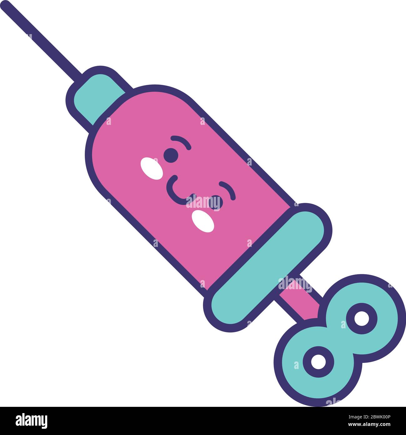injection medical kawaii line and fill style icon Stock Vector Image ...