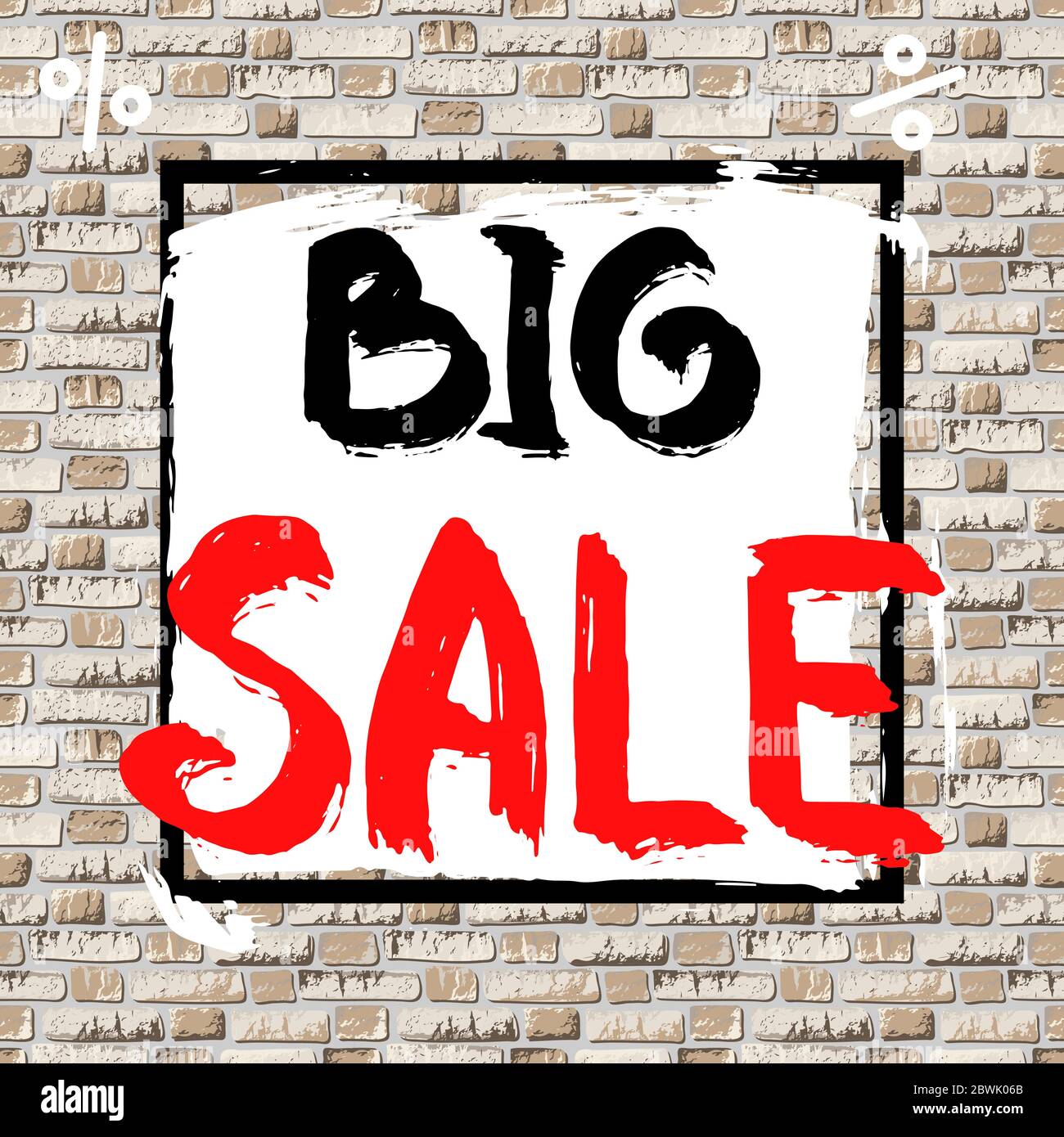 Giant sales and discount banners on brick wall background with vintage ...