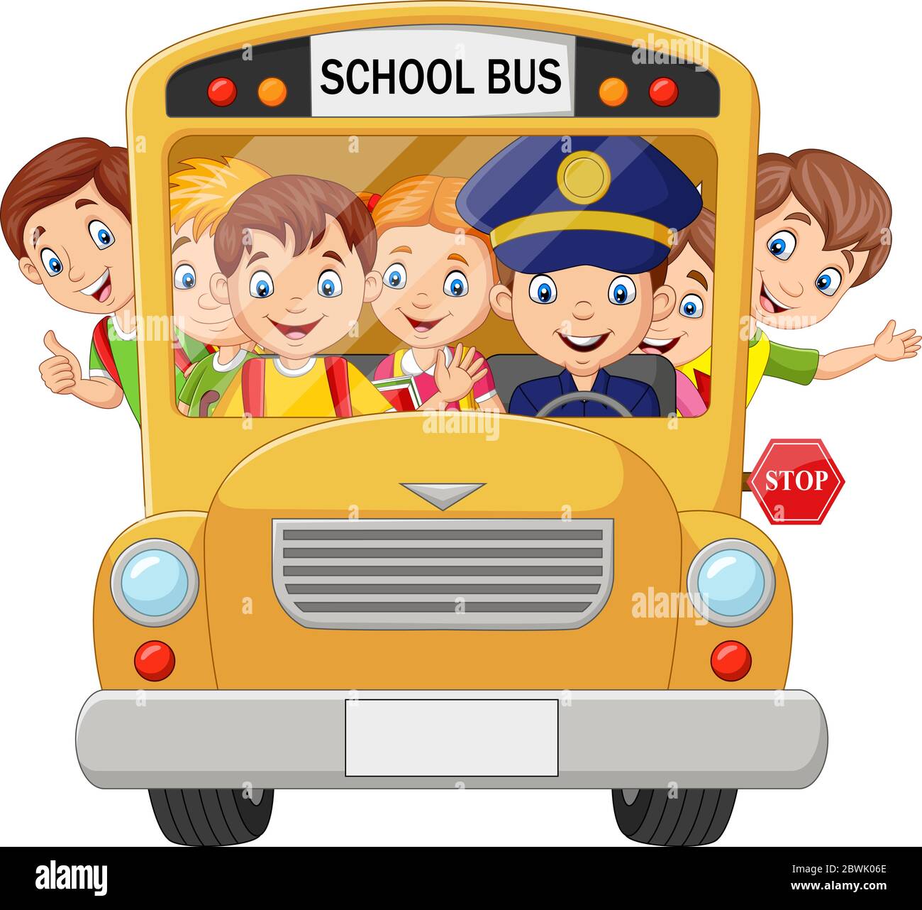 Kids Going To School Bus