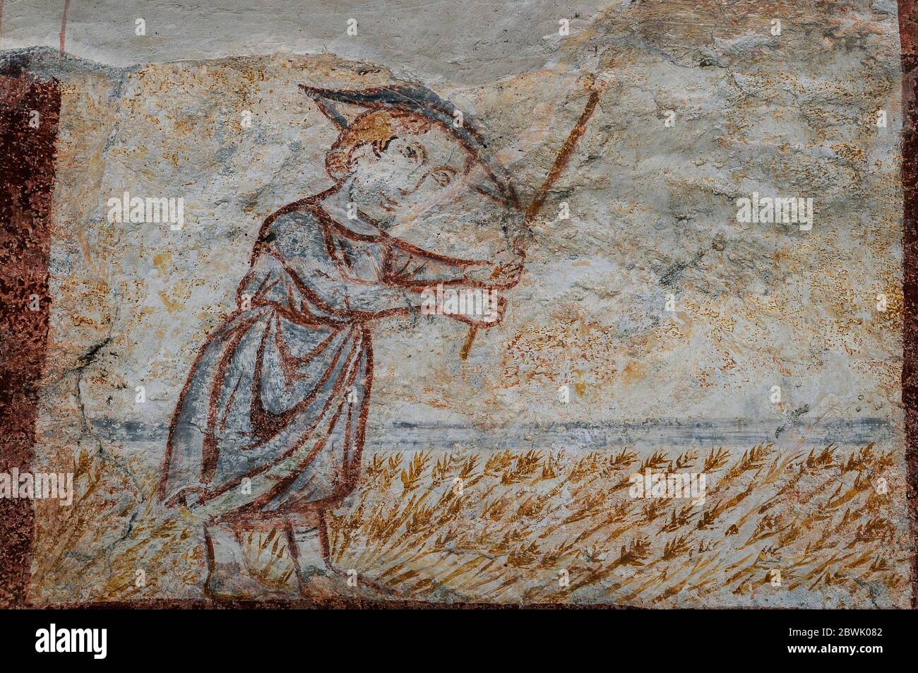 Threshing a cereal crop by hand. Detail of medieval Labours of the ...