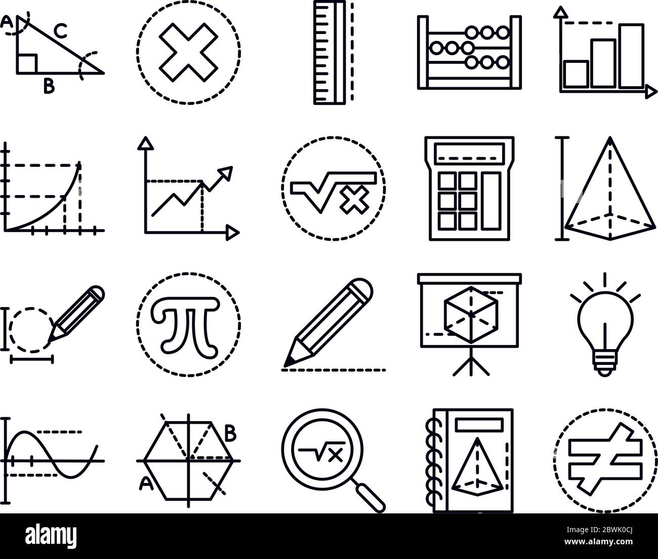 math education school science icons collection line and style vector ...