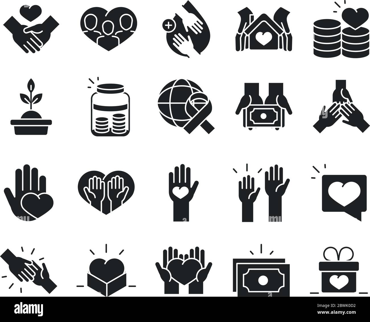 donation charity volunteer help social assistance icons collection ...