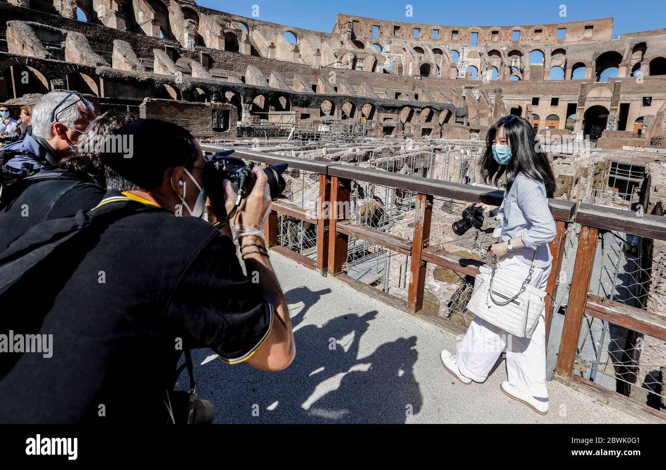 Rome, Italy. 01st June, 2020. A reporter wearing a protective mask ...