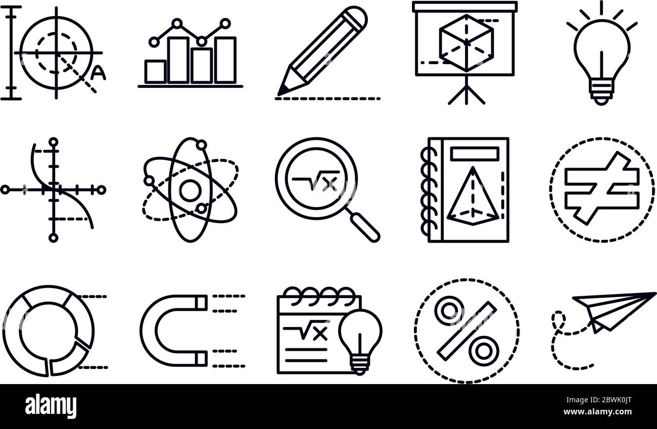 math education school science icons collection line and style vector ...
