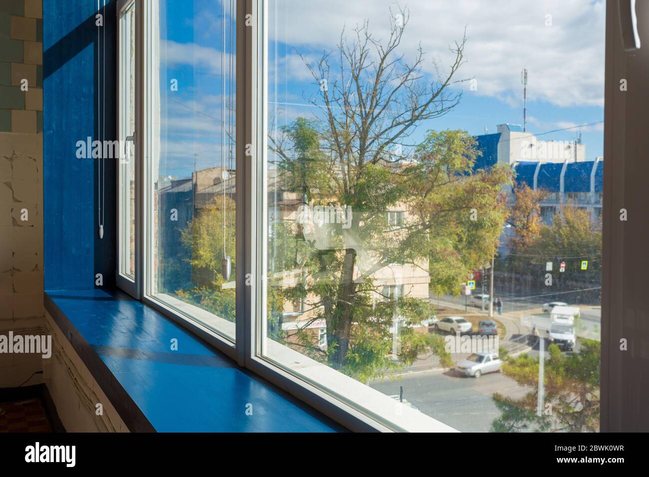 modern plastic white window installed in an office or apartment ...