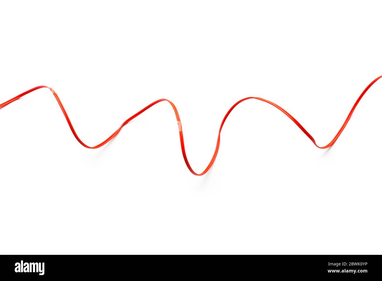 red double wire cable isolated on a white background abstraction Stock ...