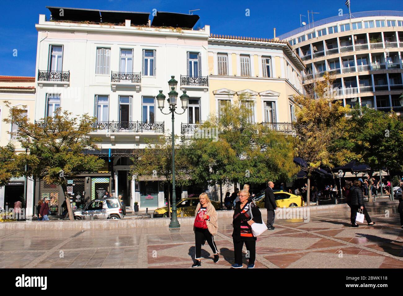 Square with old buildings in the center of Athens, Greece, November 3 ...