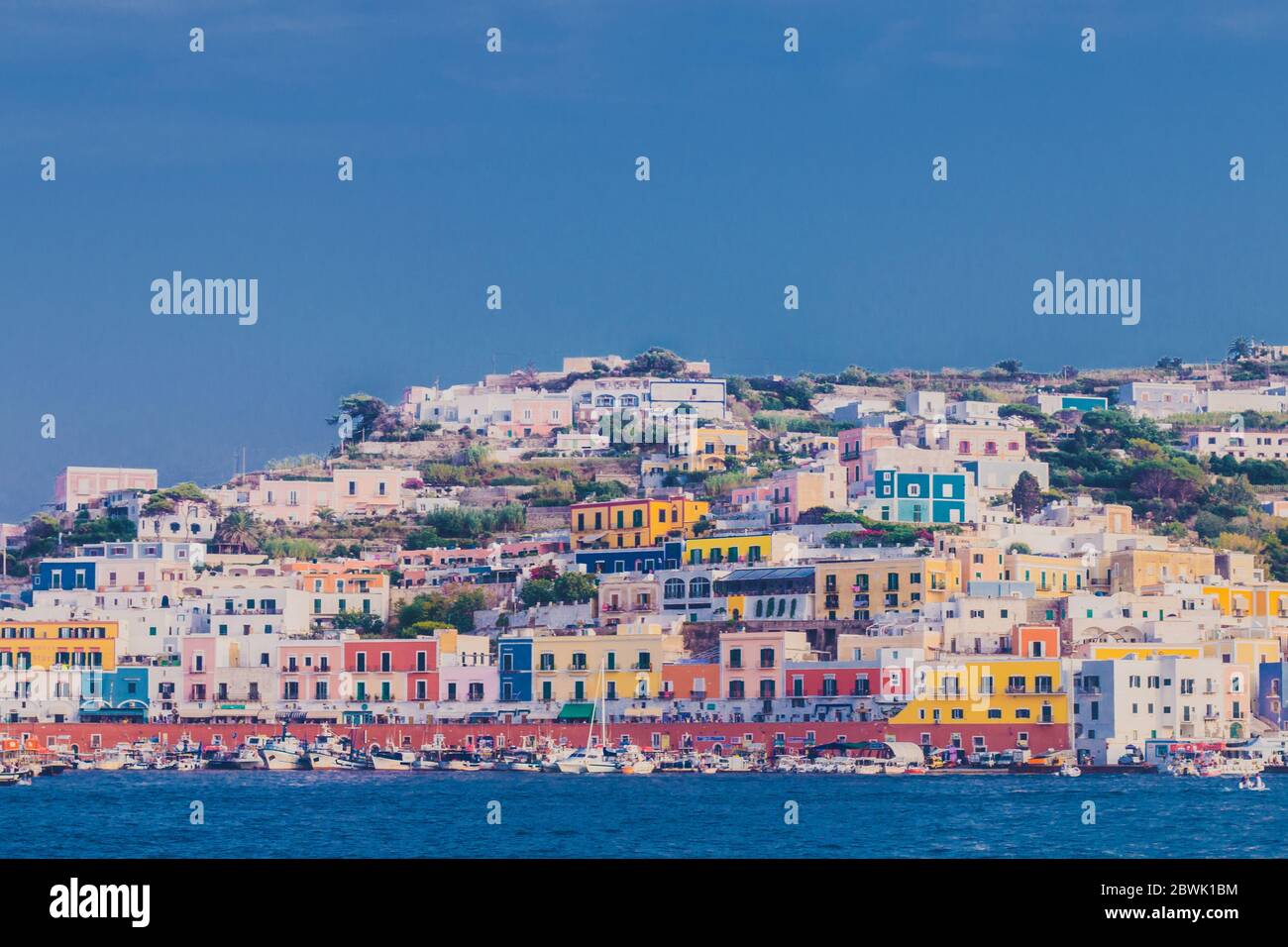 View of the harbor and port at Ponza island in the summer season. Ponza ...