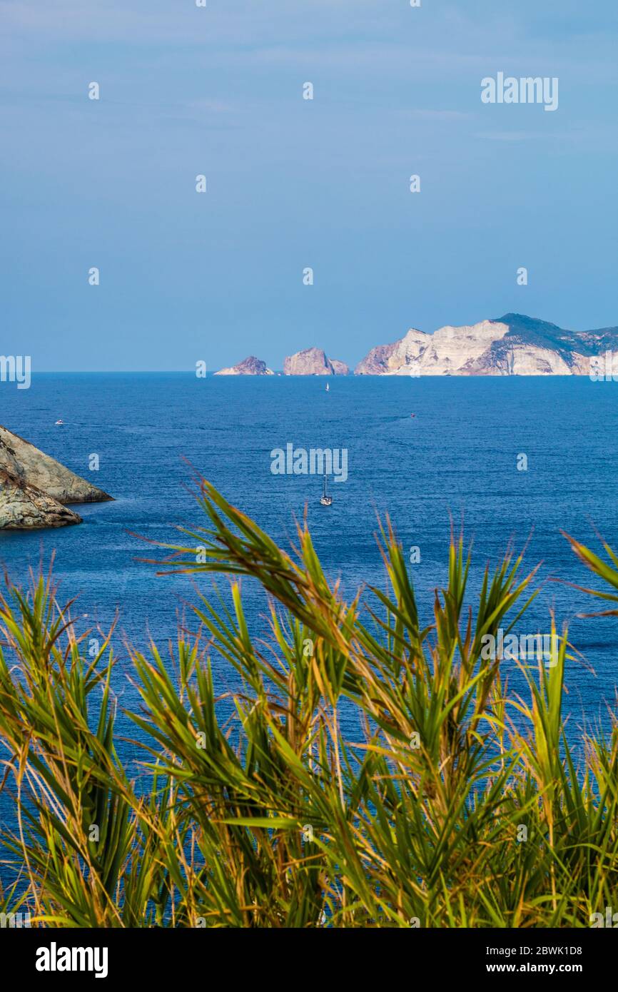 View of the harbor and port at Ponza island in the summer season. Ponza ...