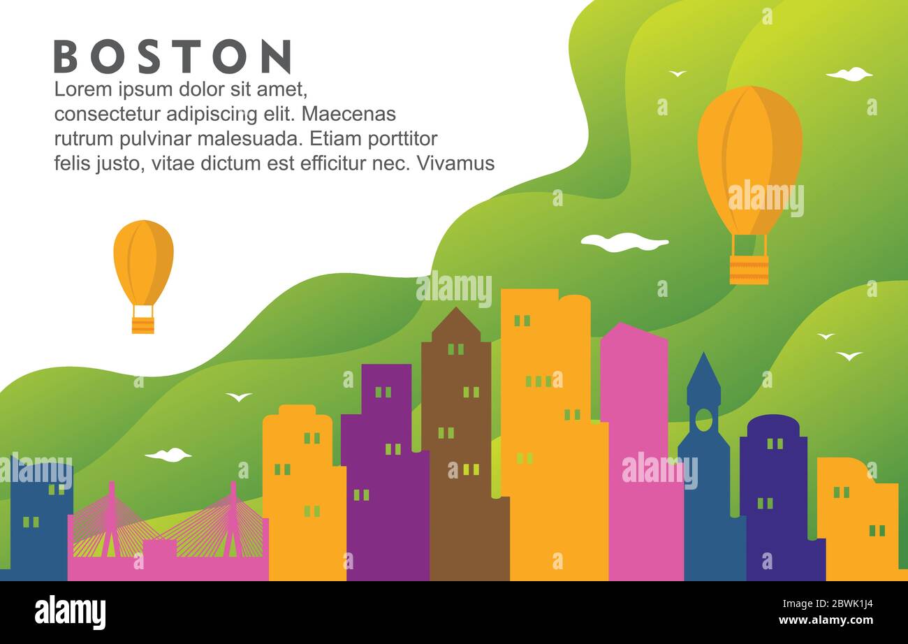 Boston downtown skyline panorama Stock Vector Images - Alamy