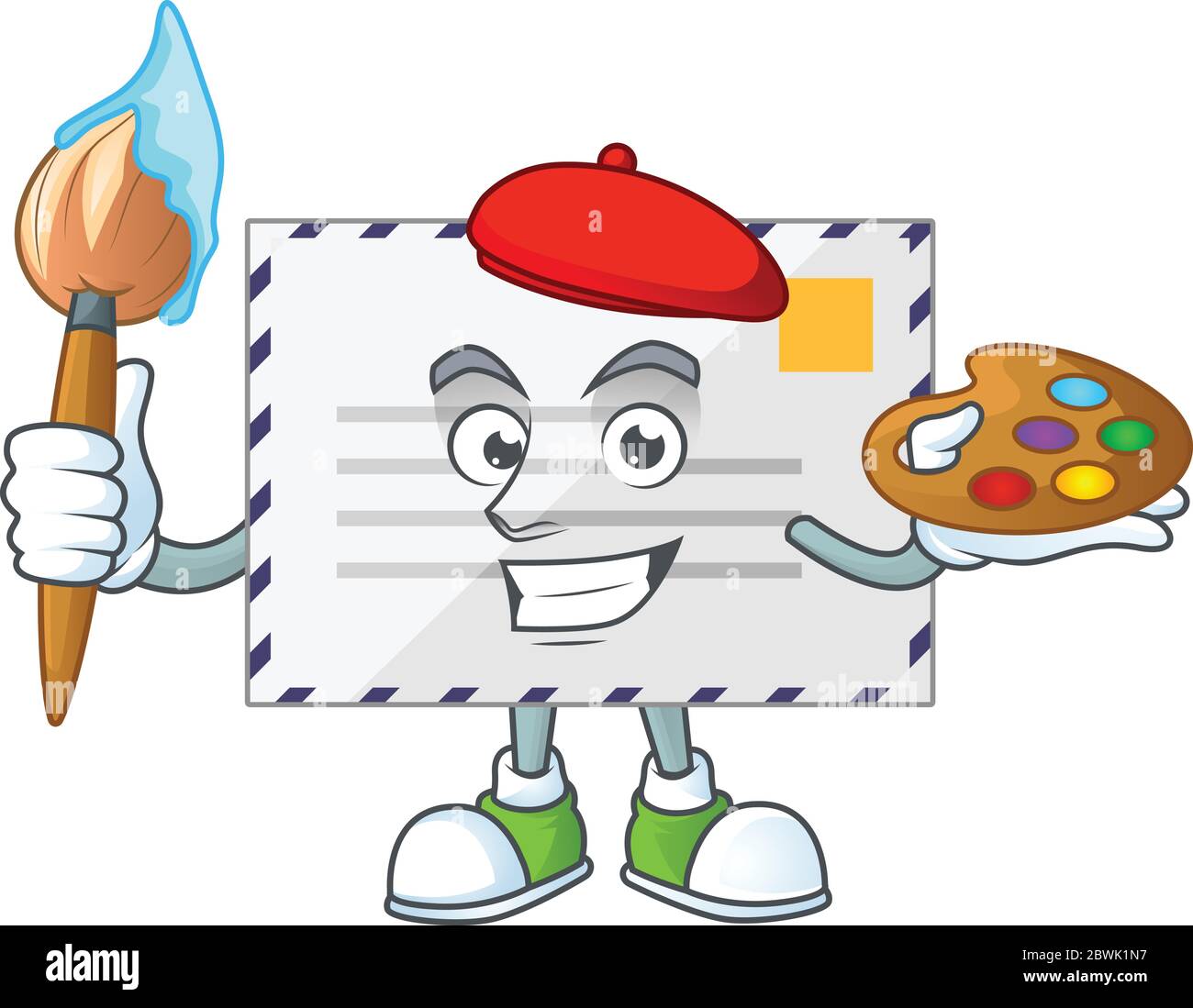 creative Artist of letter cartoon character painting using a brush ...