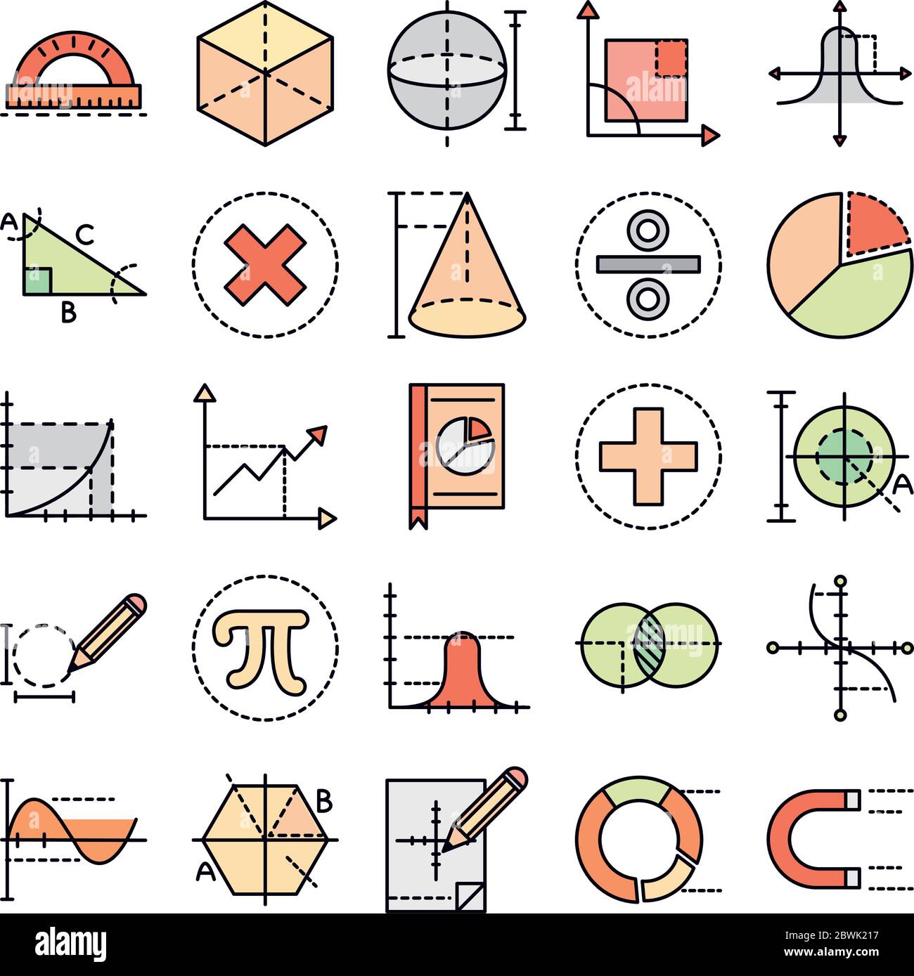 math education school science icons collection line and fill style ...