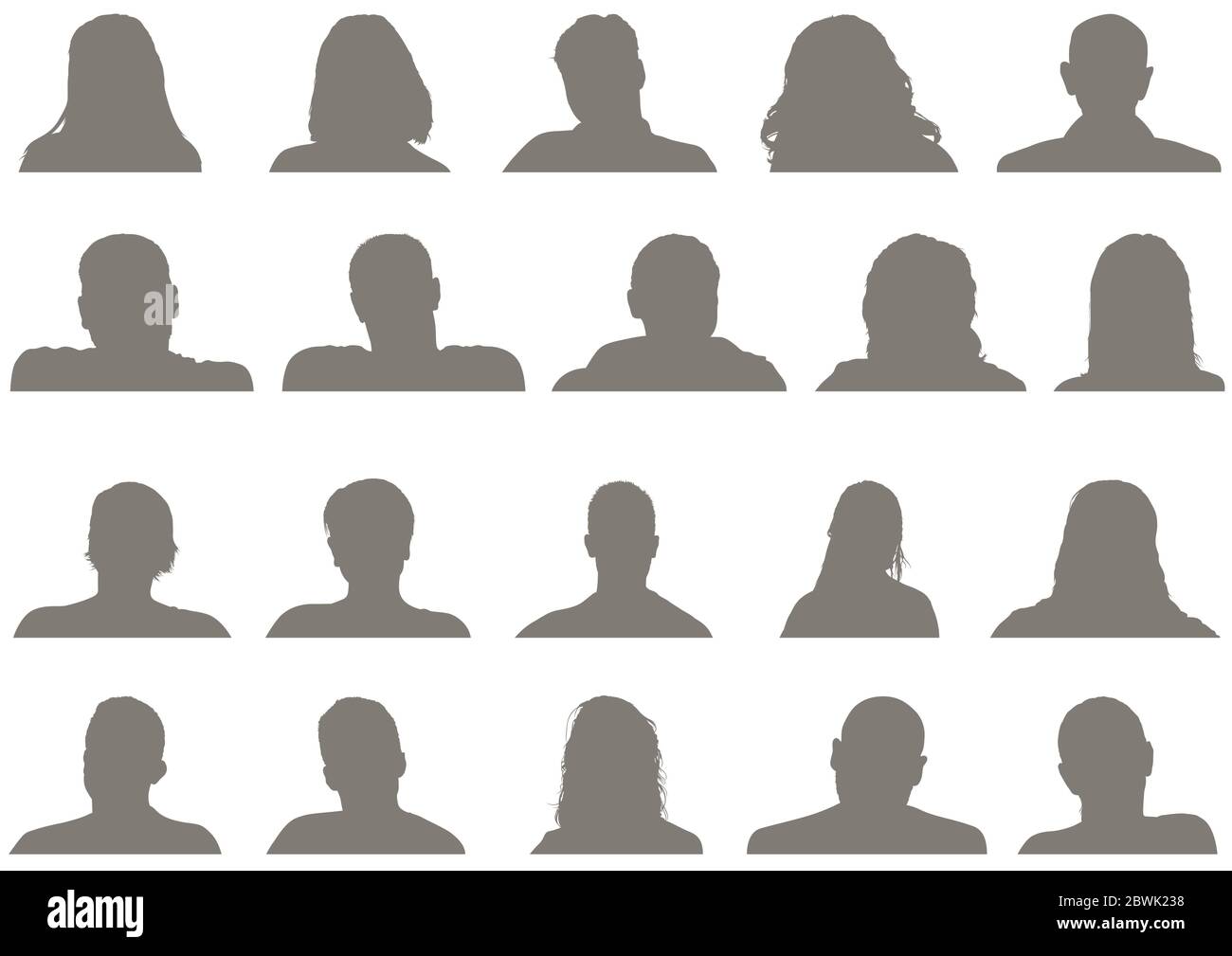 Set of Male and Female Head Silhouettes Stock Vector Image & Art - Alamy