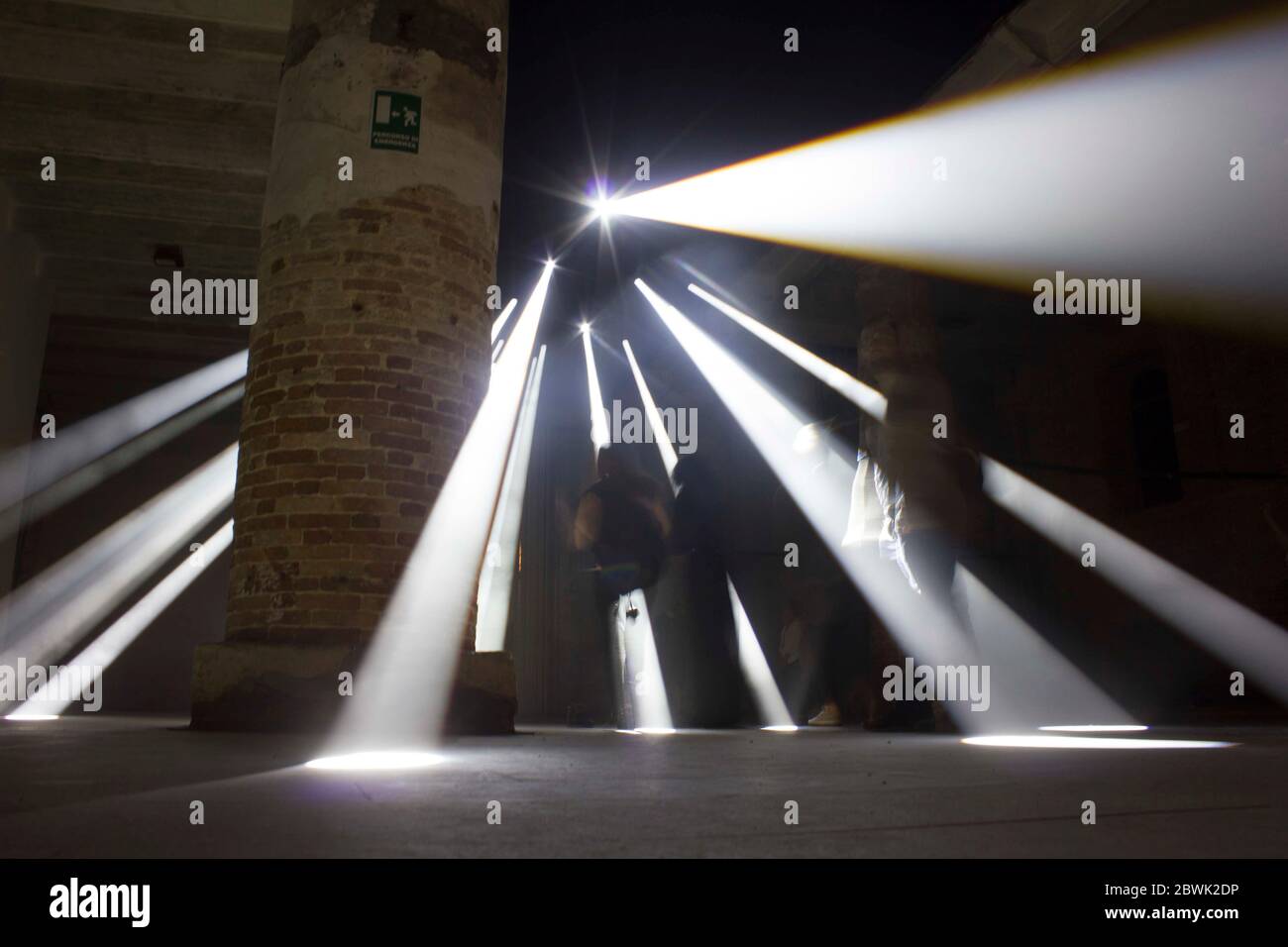 VENICE, ITALY - MAY 28 2016: Light beams installation at Biennale in ...