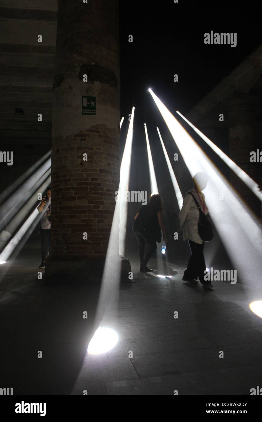 VENICE, ITALY - MAY 28 2016: Light beams installation at Biennale in ...