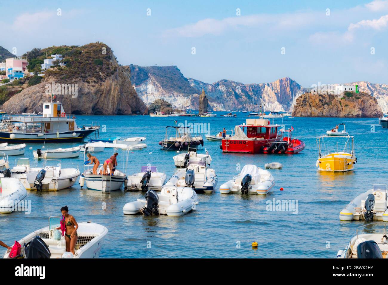 View of the harbor and port at Ponza island in the summer season. Ponza ...