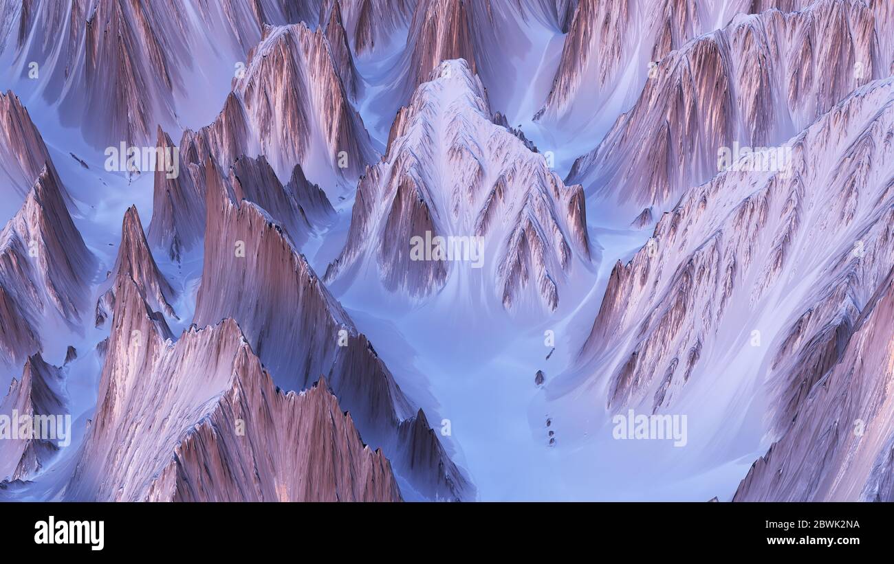 3D illustration of mountain landscape relief Stock Photo - Alamy