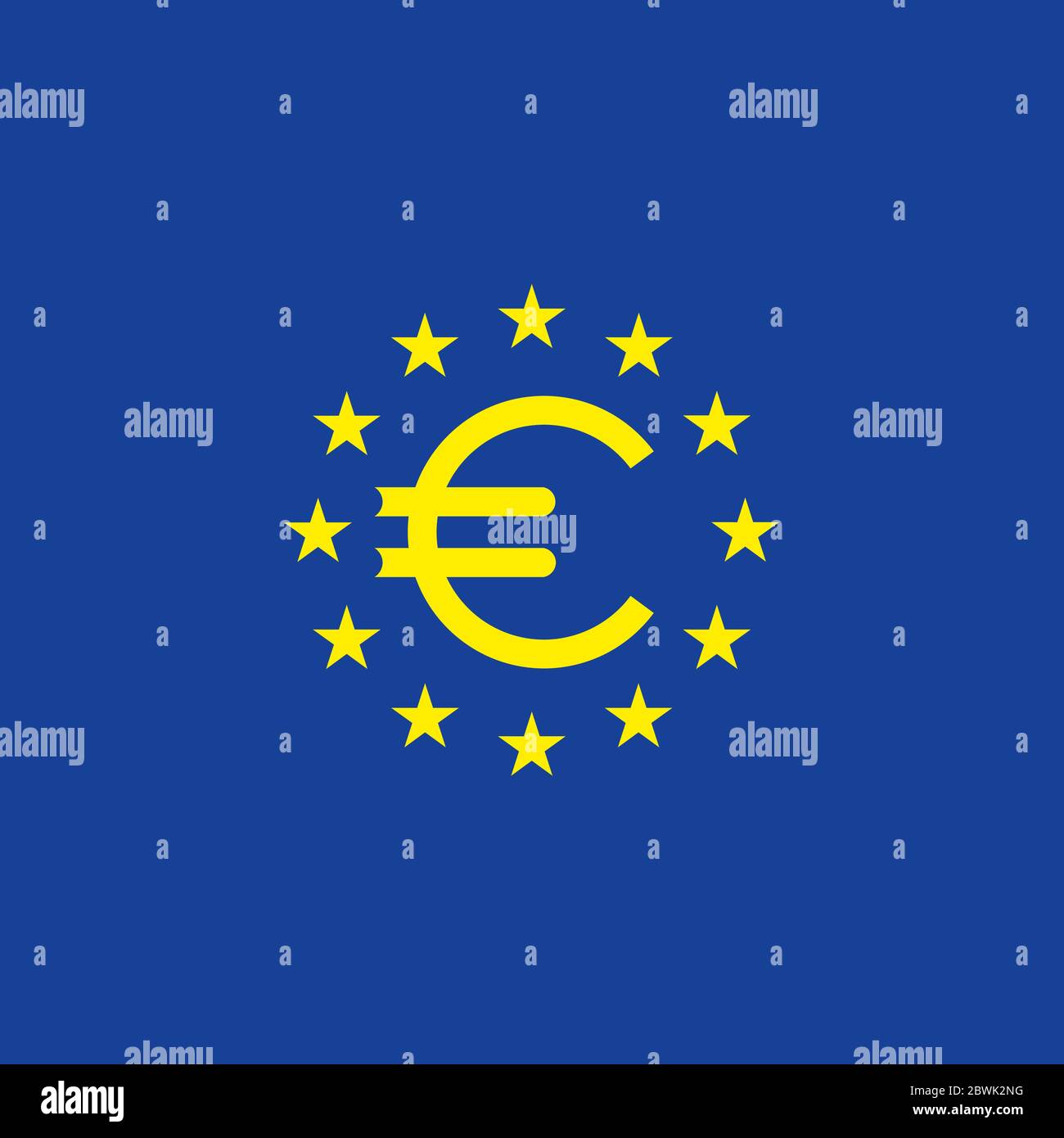 euro symbol with blue background and stars. Stock vector illustration ...