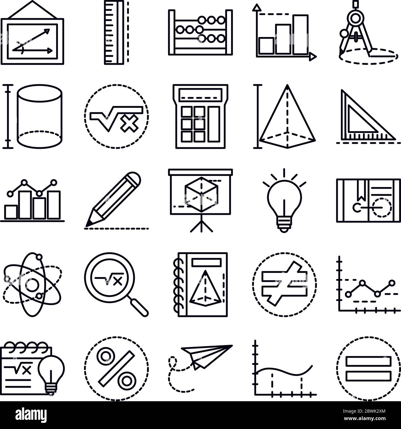 math education school science icons collection line and style vector ...